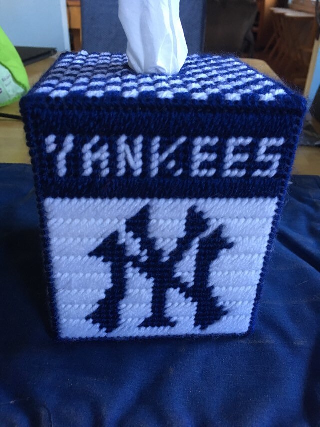 Yankees Plastic Canvas Tissue Box Cover - Etsy
