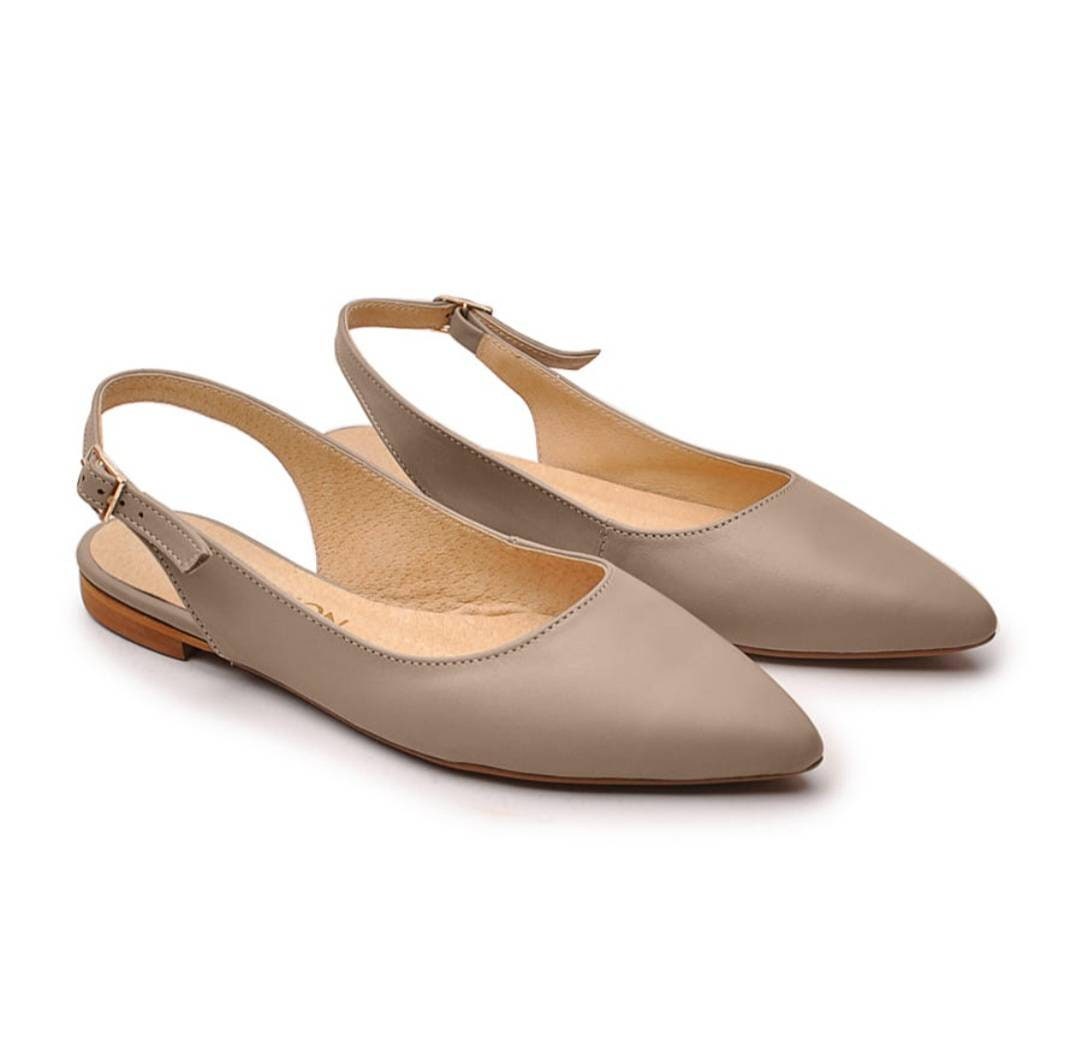Women's Leather Pumps, Flat Shoes, Pointed Ballet Flats, Heelless ...