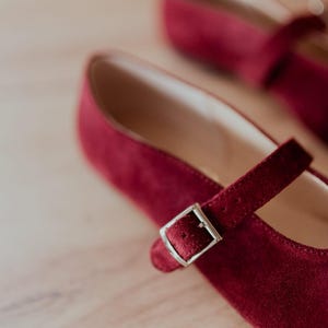Red Ballet Flats, Strappy Flat Shoes, Mary Jane Shoes, Women's Leather ...