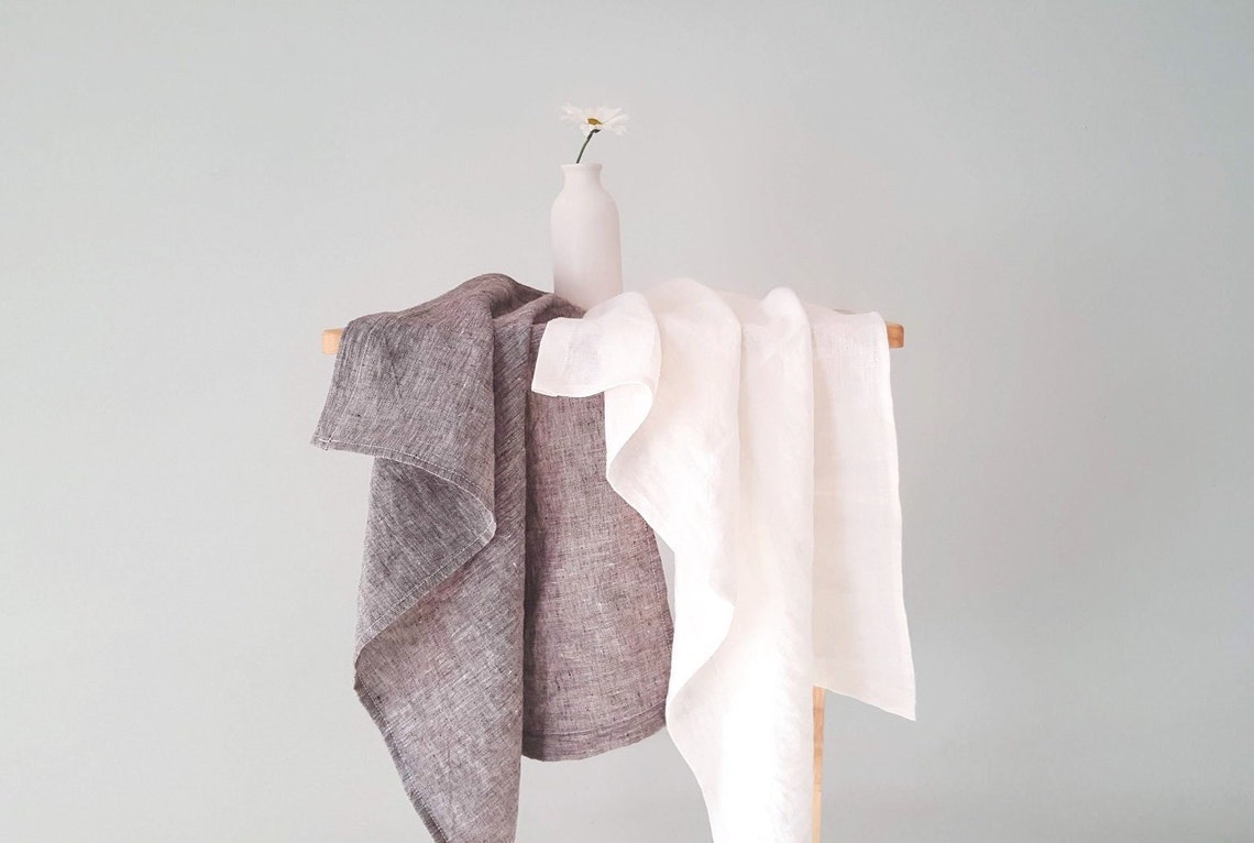 Linen Kitchen Tea Towel Set of 2 Washed Linen Dish Towels | Etsy