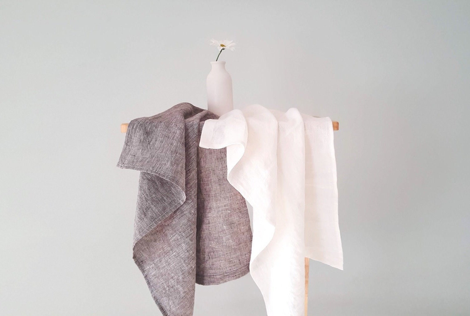 Linen Kitchen Tea Towel Set of 2 Washed Linen Dish Towels | Etsy