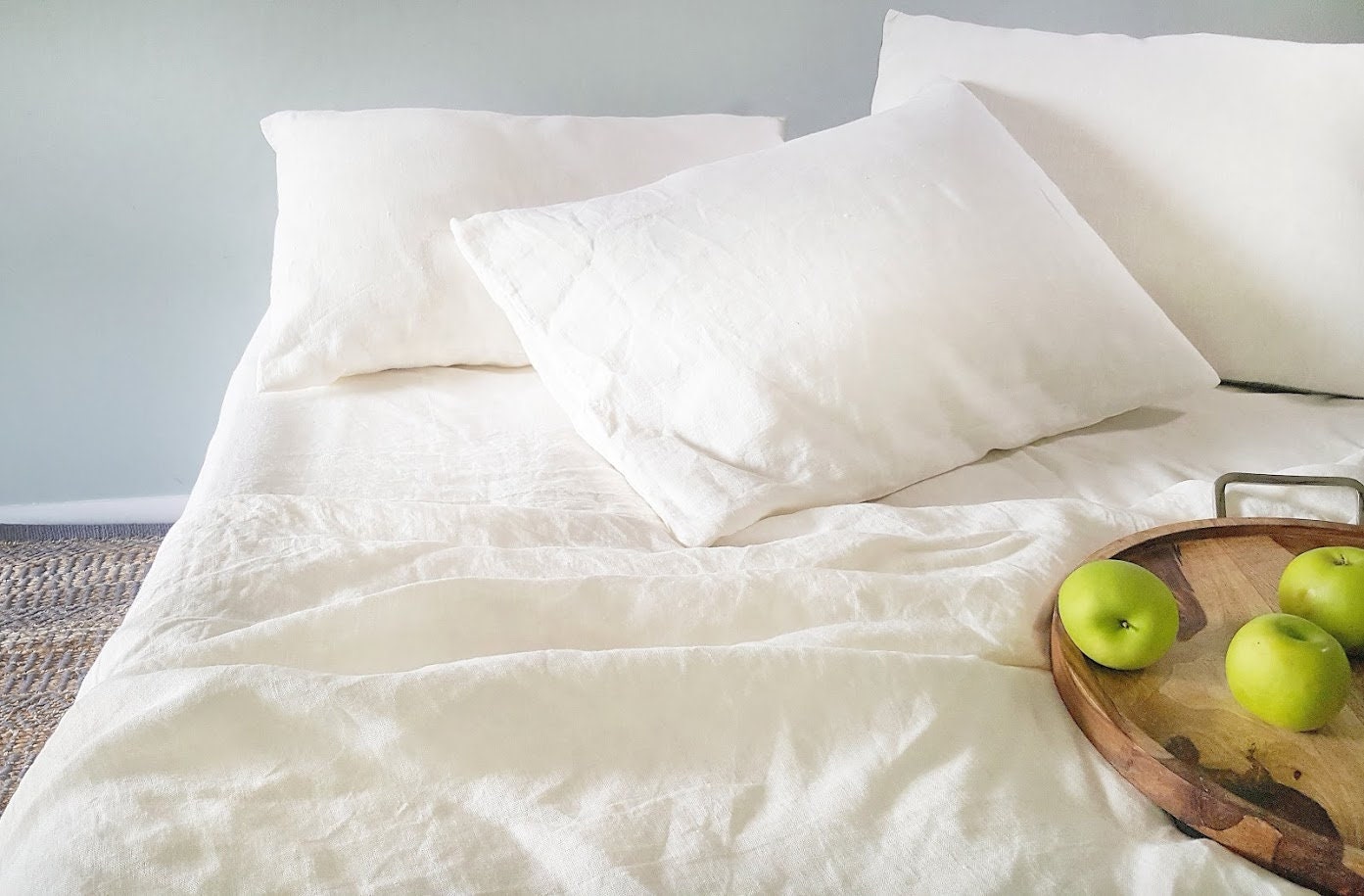 Natural Linen Bed Sheet Set in Warm White Custom Eco-friendly | Etsy