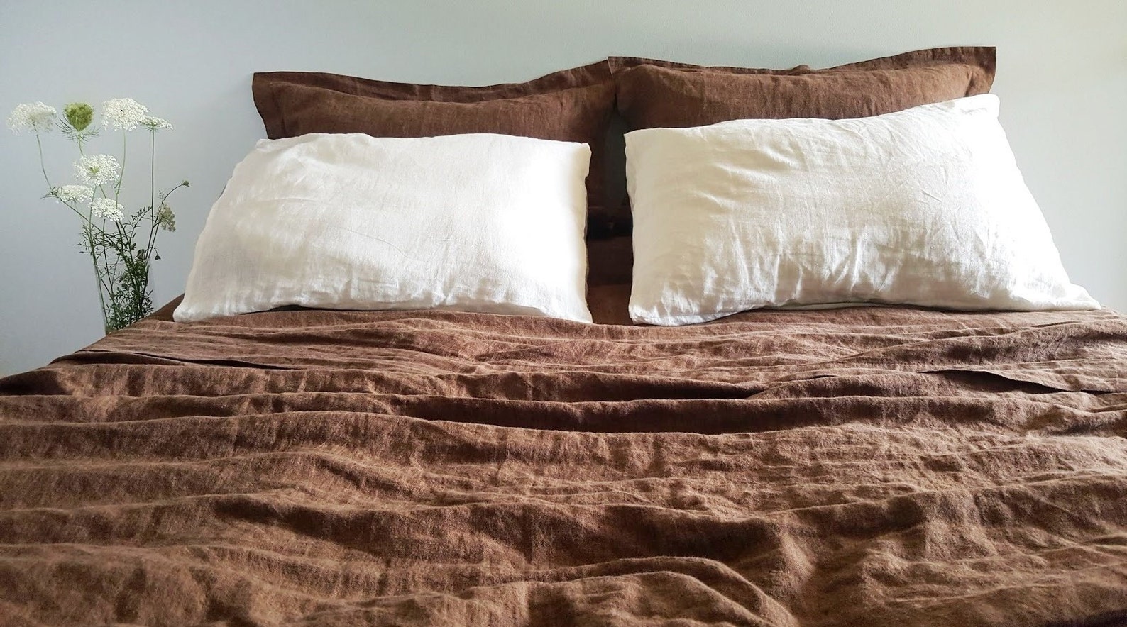 RAW Edge Linen Pillowcase, Natural Linen Pillow Cover With Flange ...