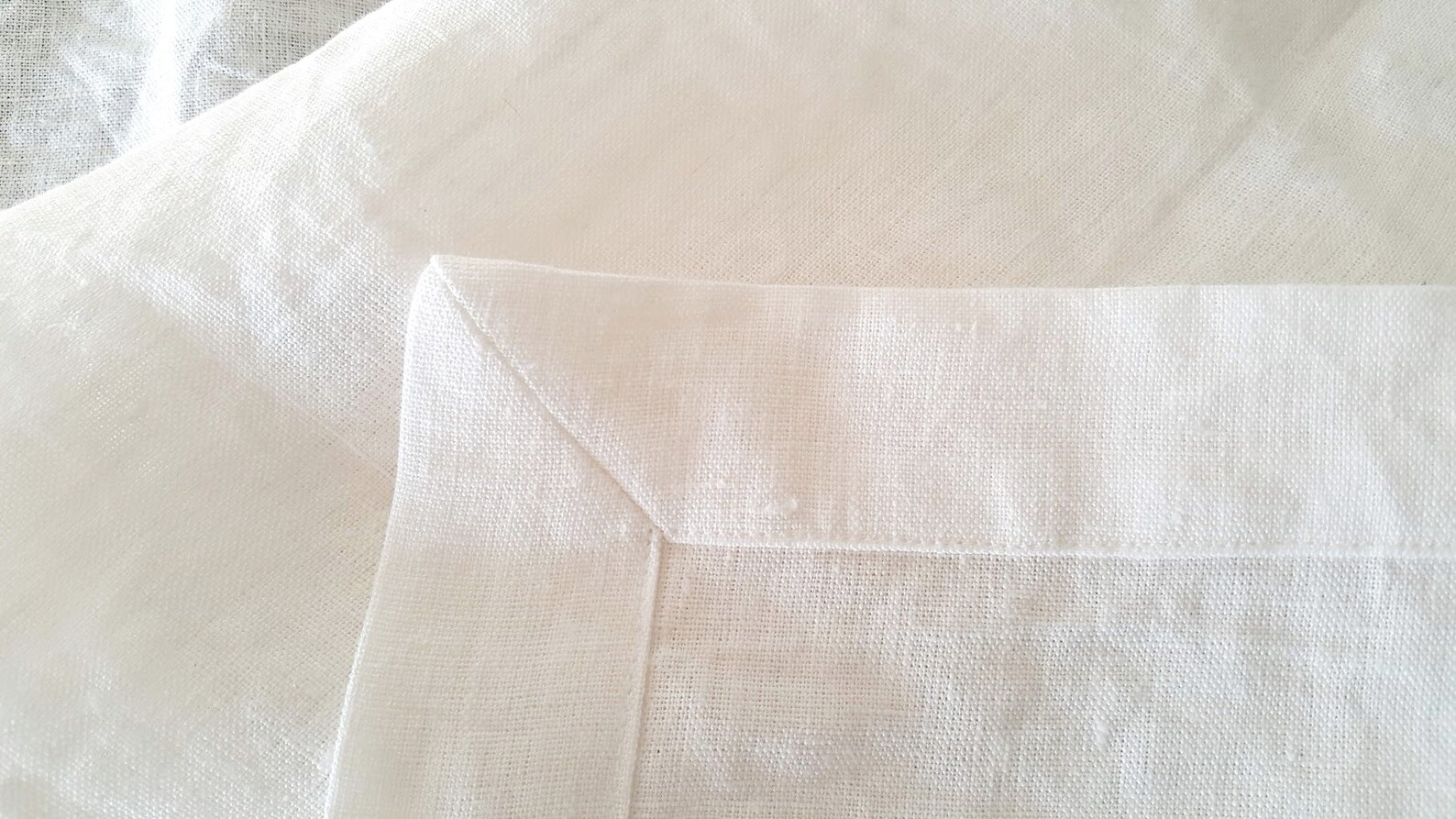 Large Square Linen Tablecloth, White Linen Tablecloth With Mitered ...