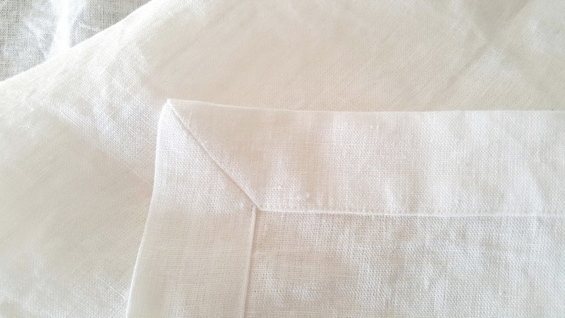 Large Square Linen Tablecloth White Linen Tablecloth With - Etsy