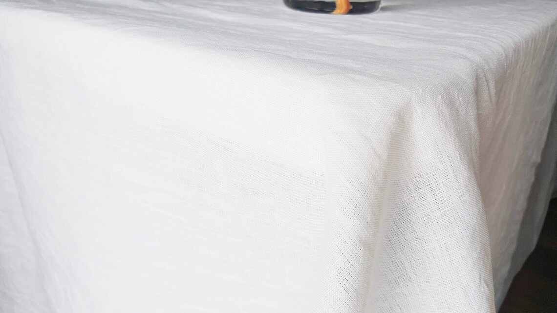 Large Square Linen Tablecloth White Linen Tablecloth With - Etsy