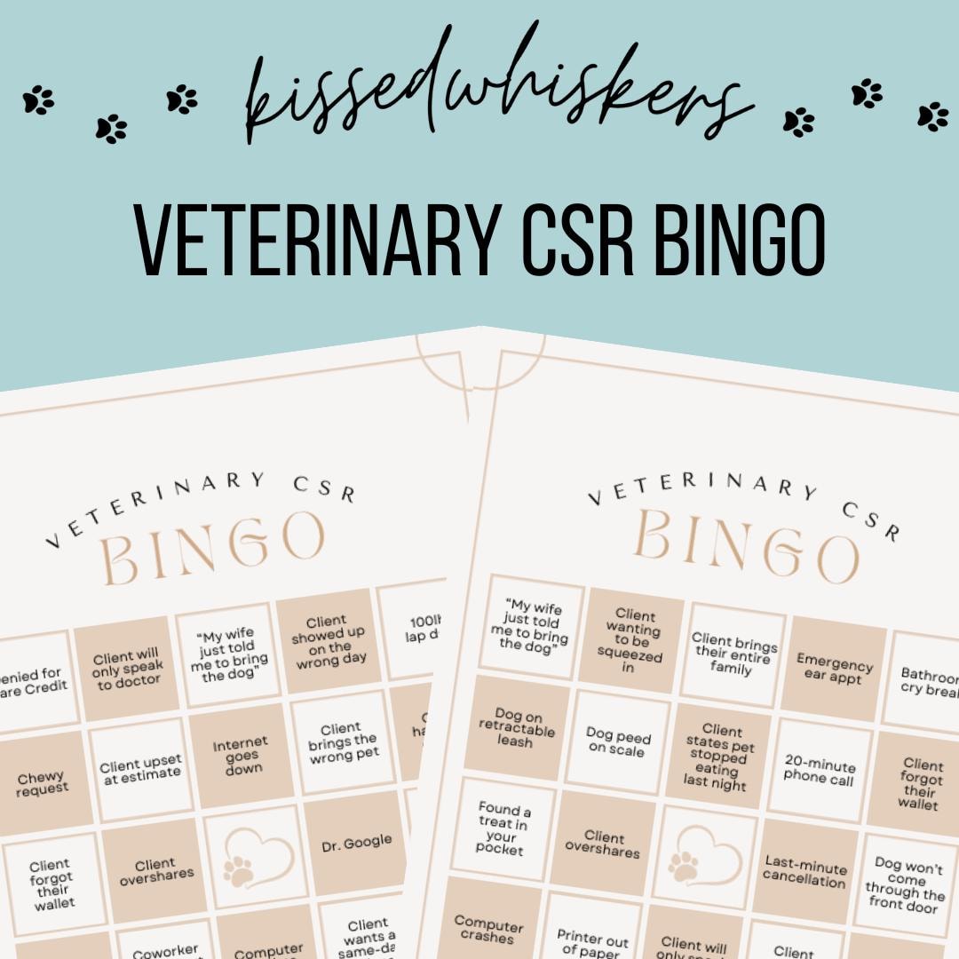 Veterinary Receptionist Week, Vet CSR Games, Vet Med Bingo, Veterinary ...