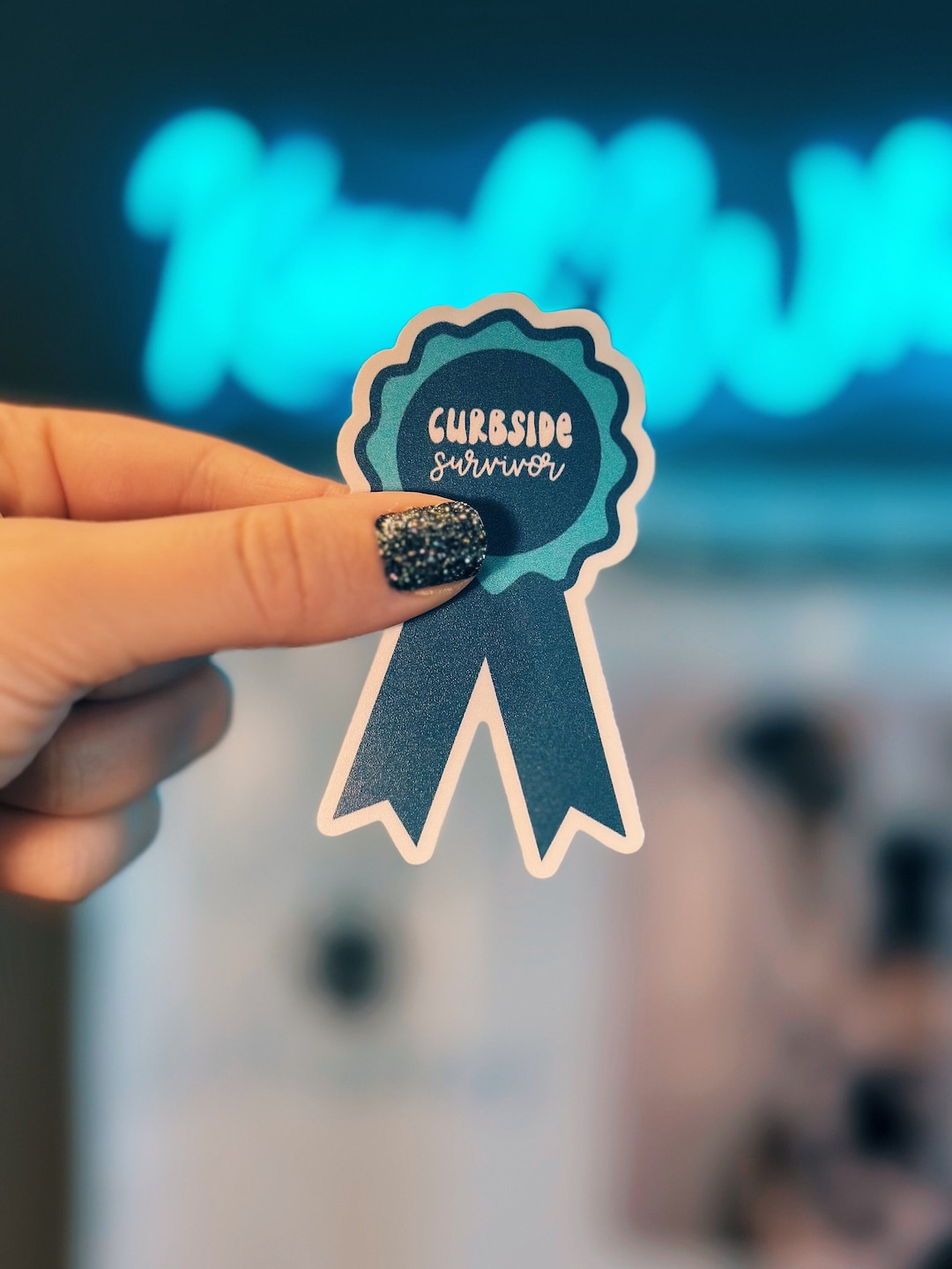 Curbside Survivor Winner Ribbon Veterinary Technician Sticker Christmas ...