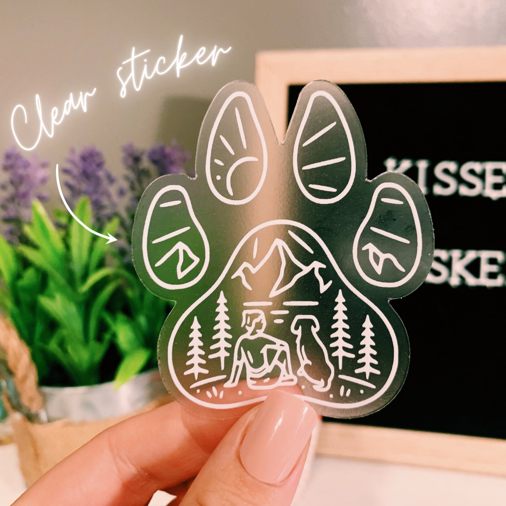 Clear Vinyl Dog Paw Print Sticker, Clear and White Dog Adventure ...
