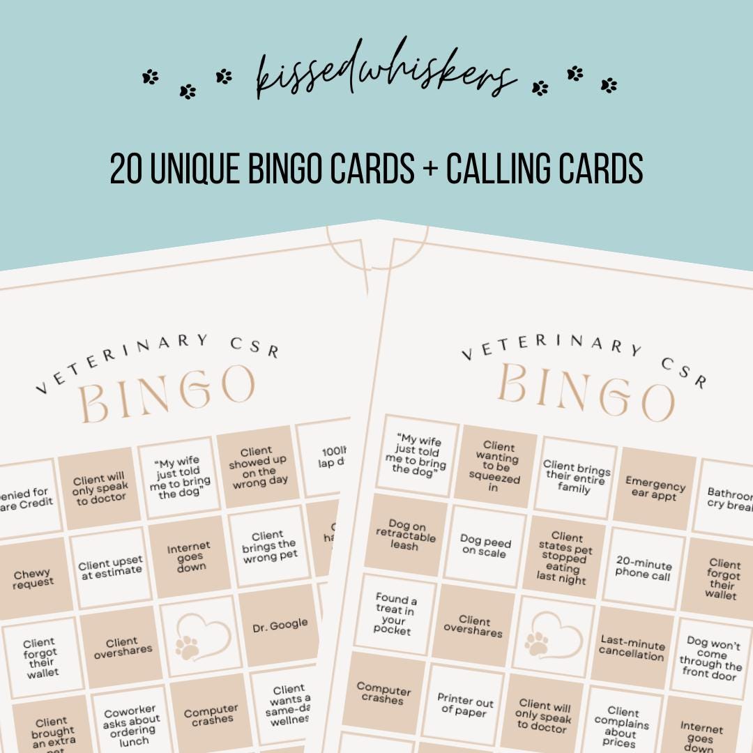 CSR Week Game, CSR Week Activity, Veterinary CSR Bingo Game ...