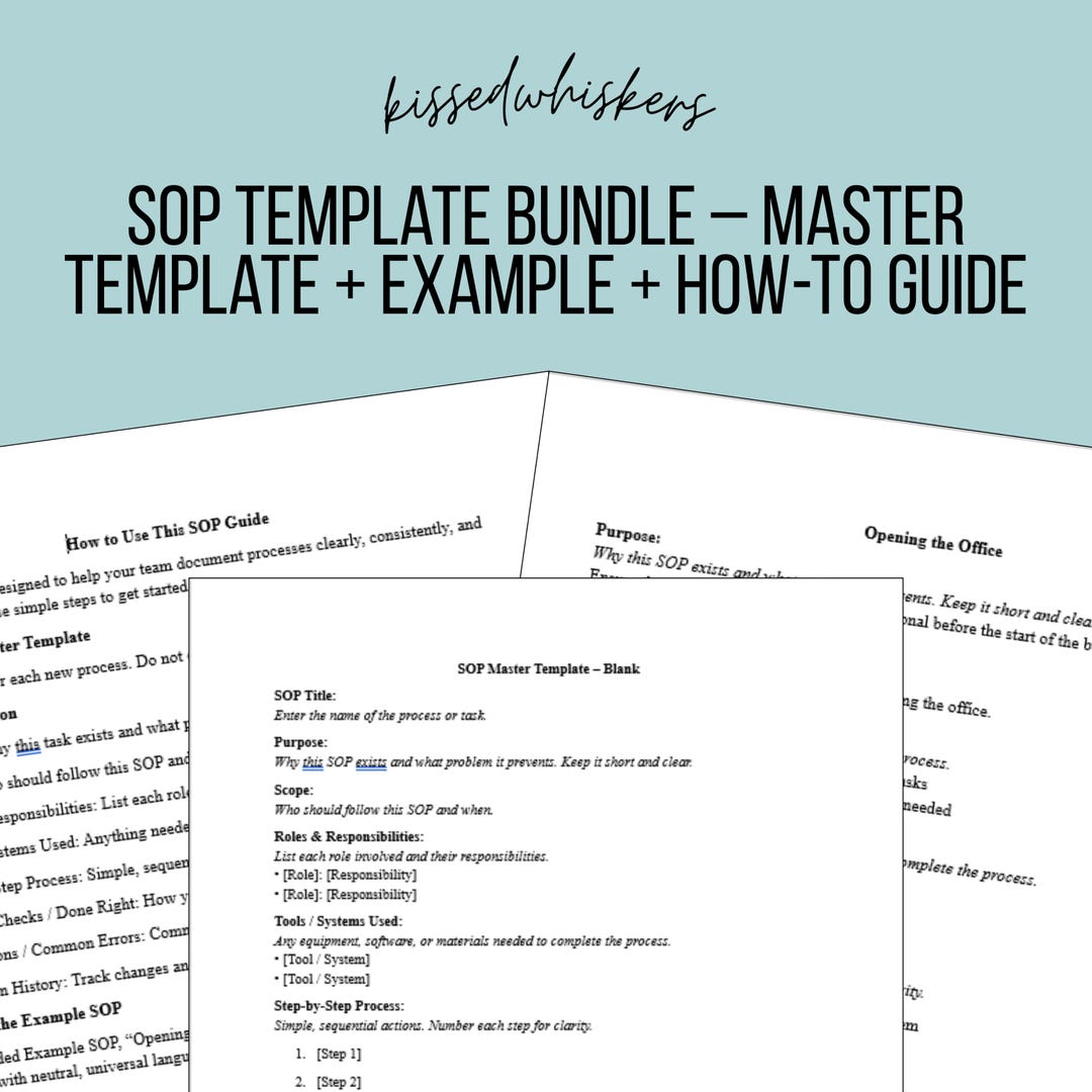 Standard Operating Procedure Template Pack – Editable SOP Master ...