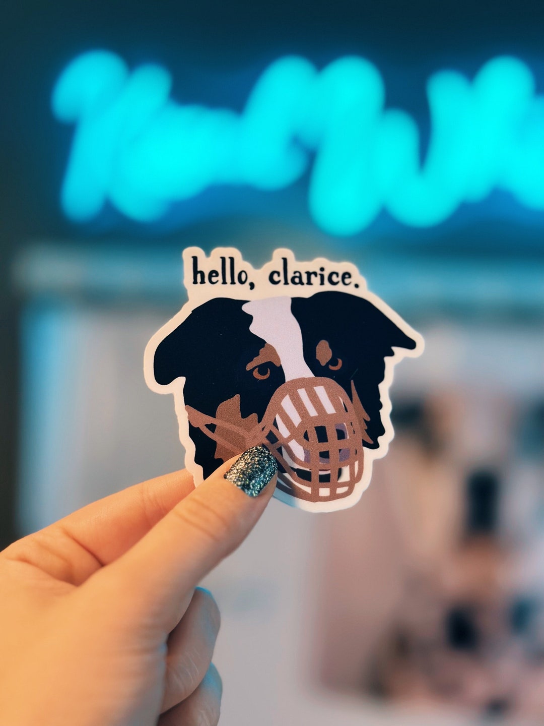 Hello Clarice Muzzled Dog Veterinary Technician Sticker Funny Vet Med ...