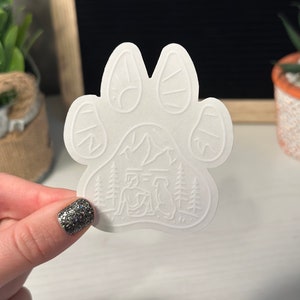 Clear Vinyl Dog Paw Print Sticker, Clear and White Dog Adventure ...