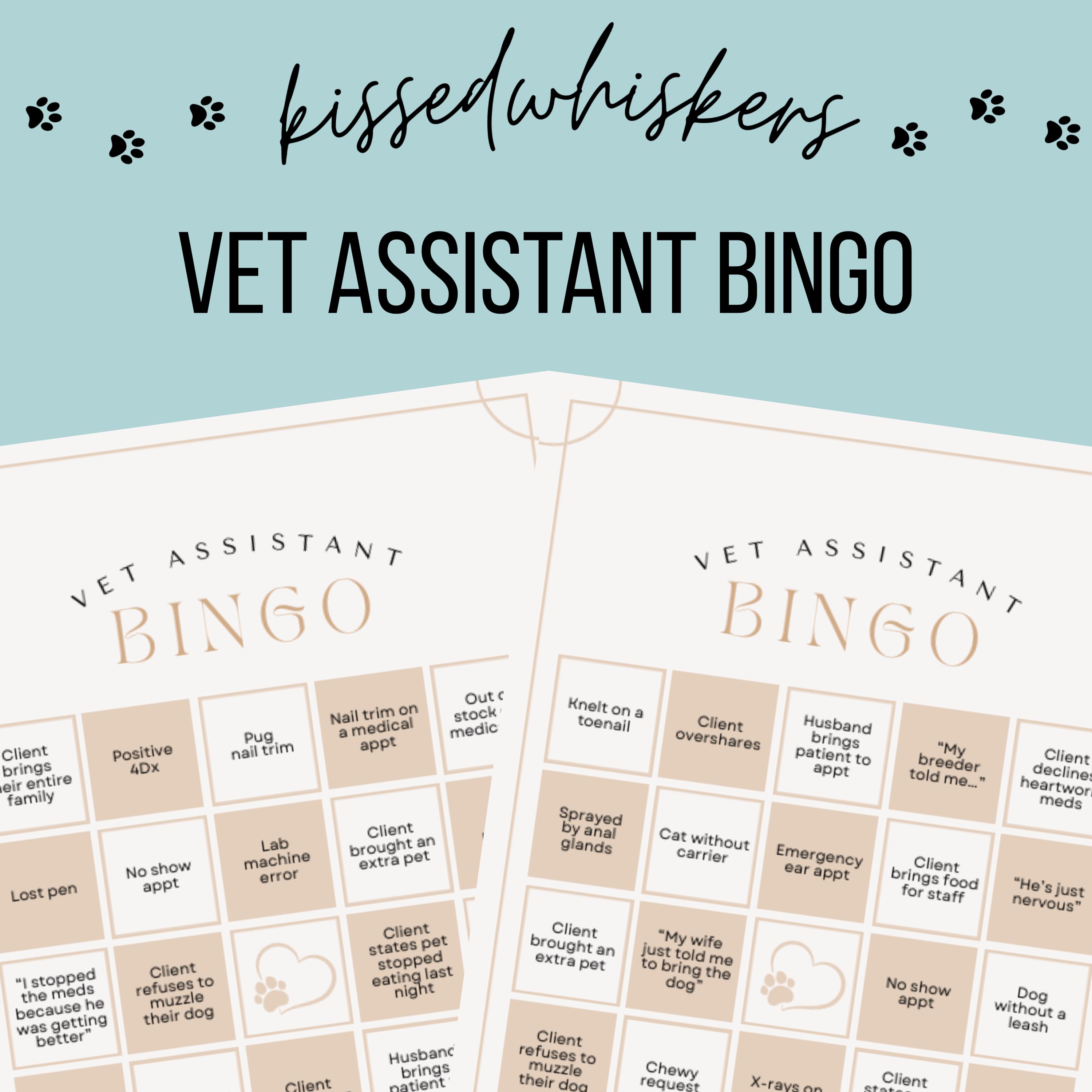 Veterinary Assistant Bingo Game: Vet Assistant Week Activity (PDF ...
