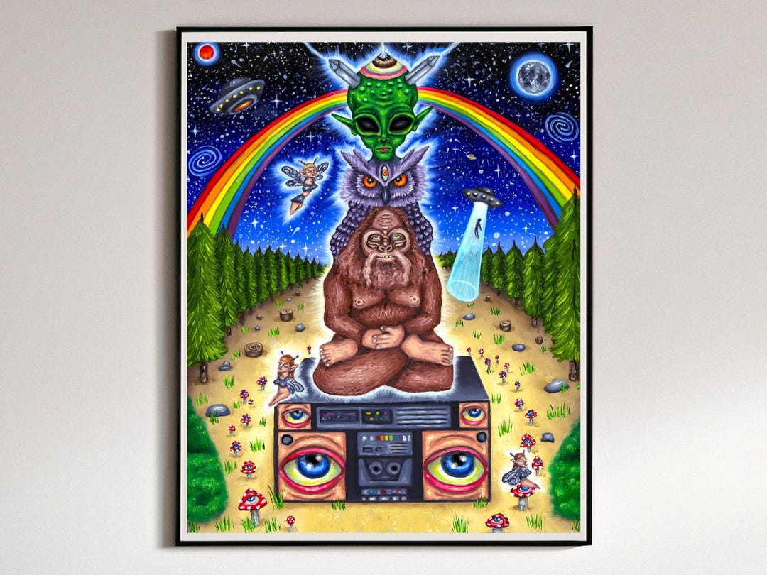 Art Print of party in Pnwonderland Wall Art of a Trippy PNW Scene W ...
