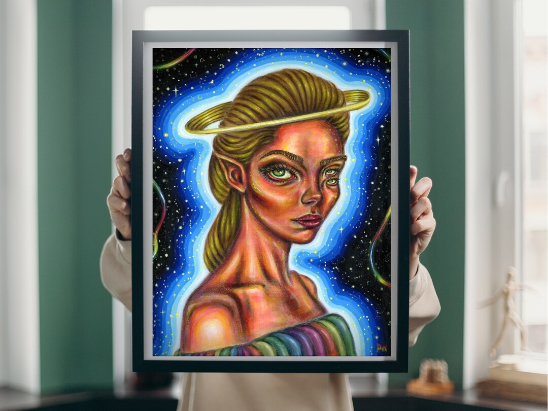 Art Print of Shani Wall Art of Psychedelic Trippy Saturn Space Alien ...