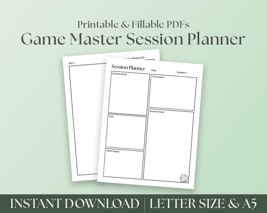 Dnd Session Planner, Dnd Printable, Dnd Tracker, DM Planner, DM Notebook, D&D Sheet, Dungeons ...