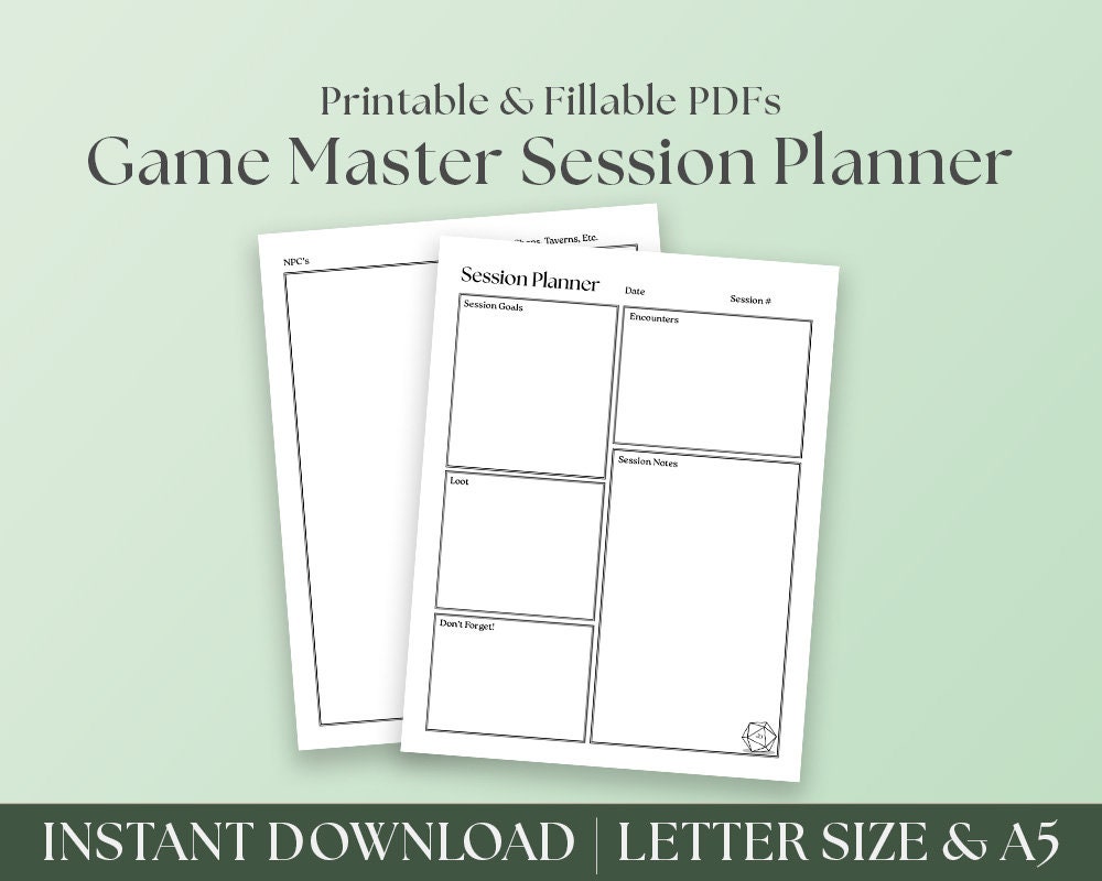 Dnd Session Planner, Dnd Printable, Dnd Tracker, DM Planner, DM ...