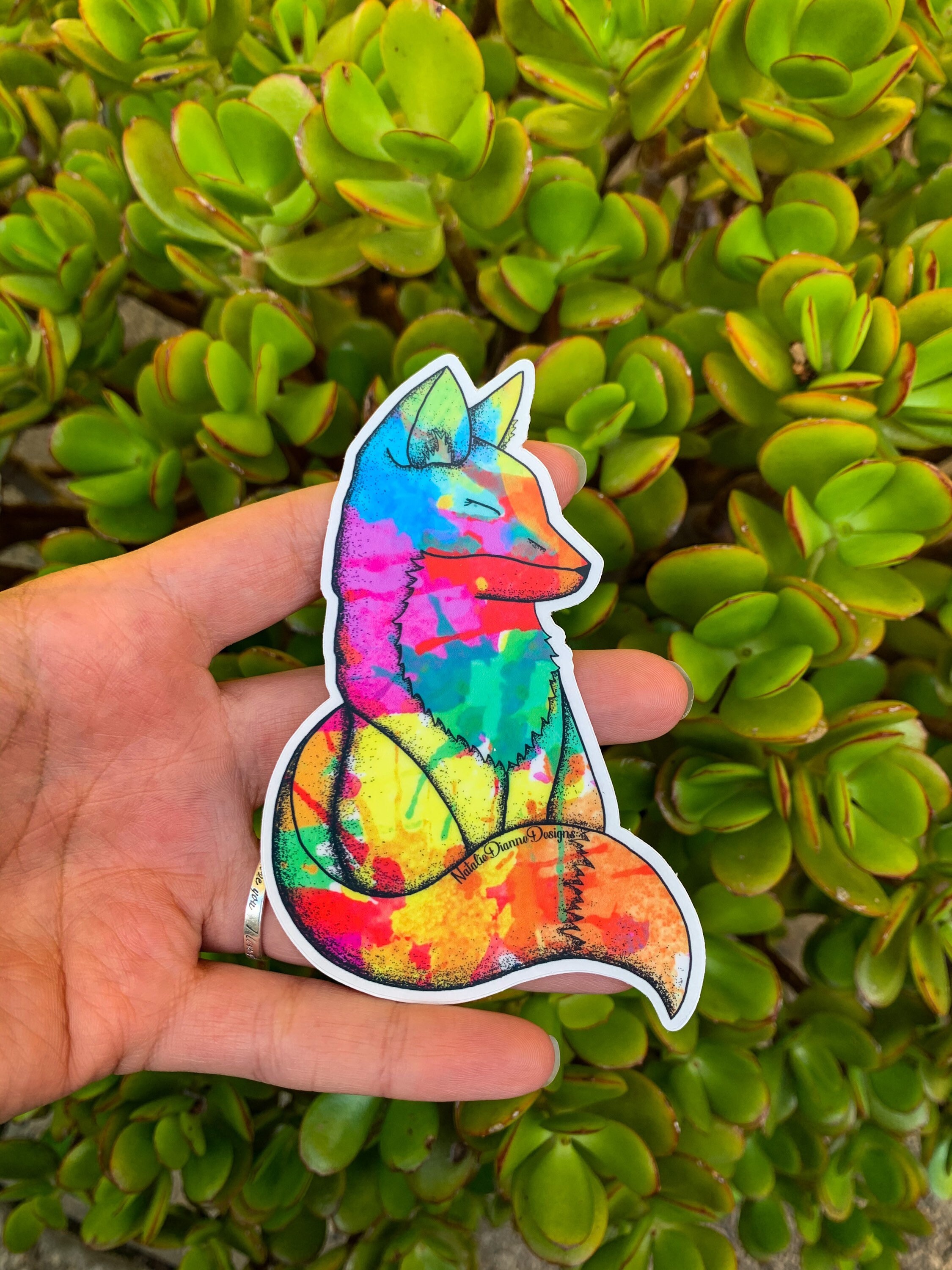Rainbow Fox Vinyl Sticker - Etsy