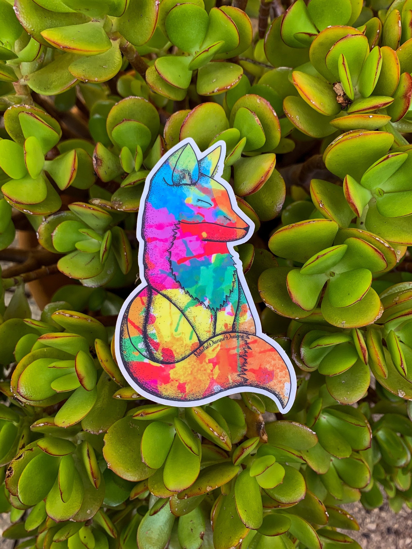 Rainbow Fox Vinyl Sticker - Etsy