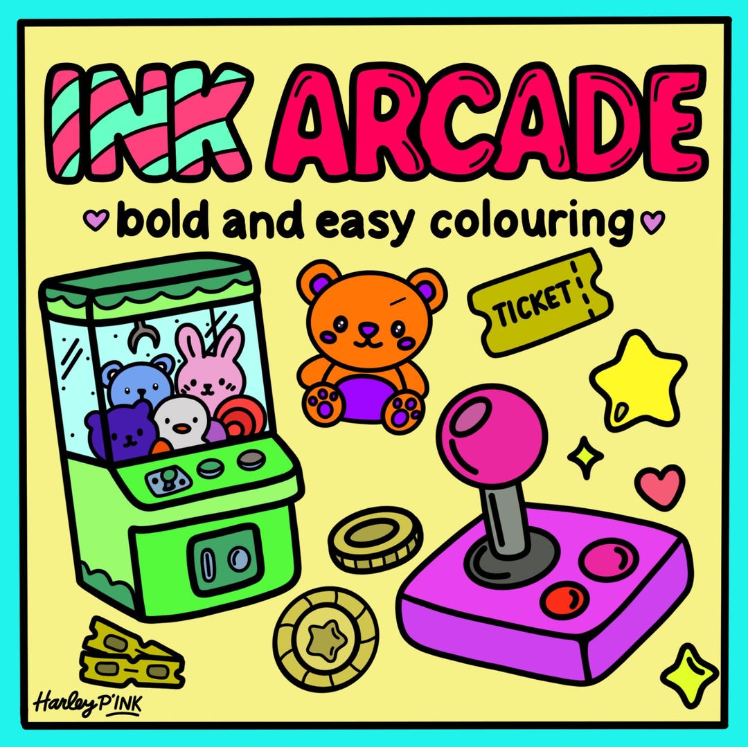 Ink Arcade Coloring Pages: Bold & Easy Designs (PDF Download) - Etsy