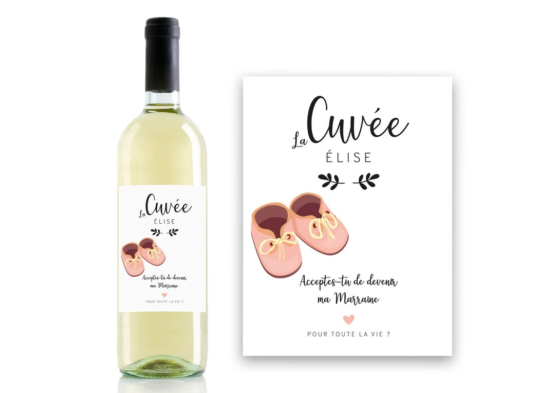 Personalized Wine Bottle Label Request Godfather, Godmother to Stick - Etsy