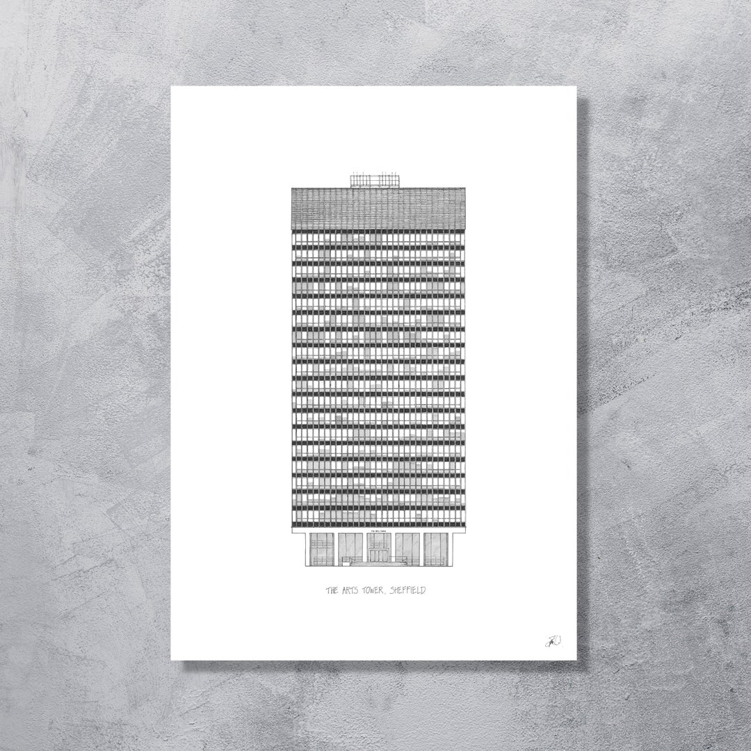 The Arts Tower, Sheffield Architecture Drawing High Quality Print - Etsy
