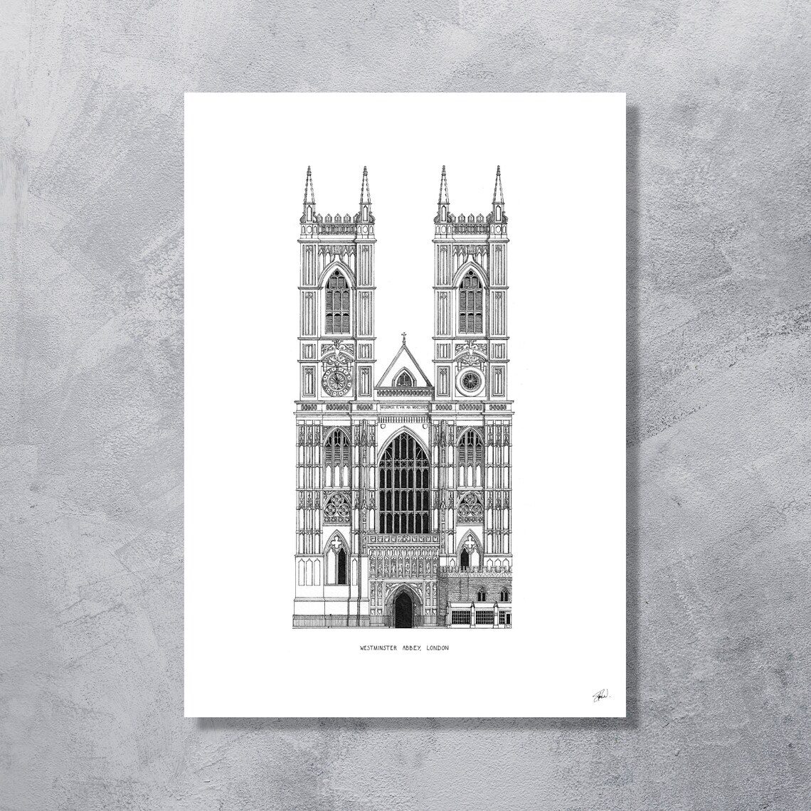 Westminster Abbey, London Architecture Drawing High Quality Print - Etsy
