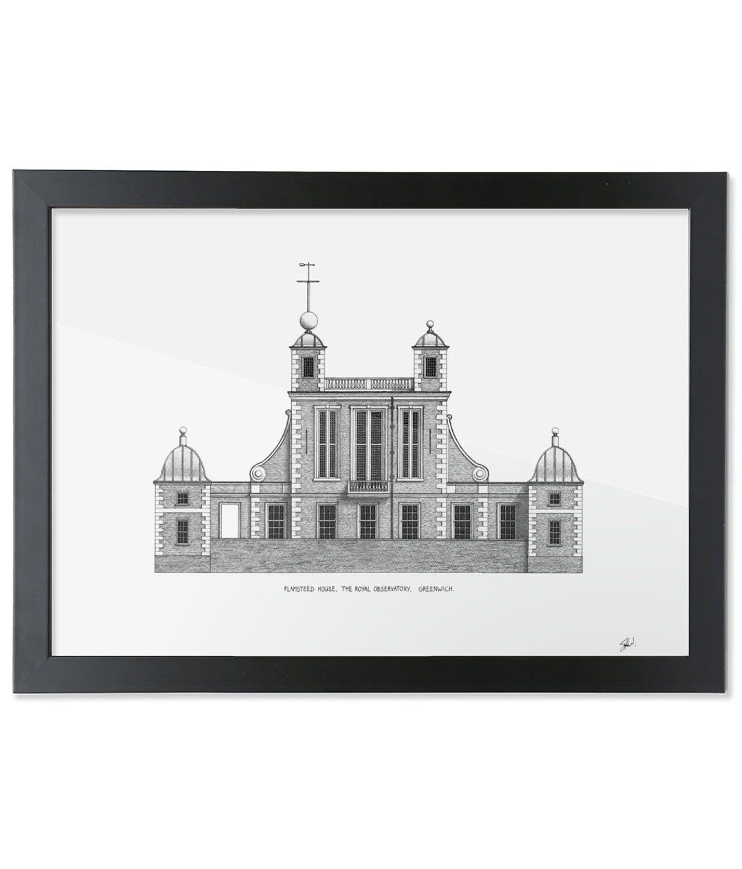 Greenwich Royal Observatory Art Print - Architectural Drawing on Giclée ...