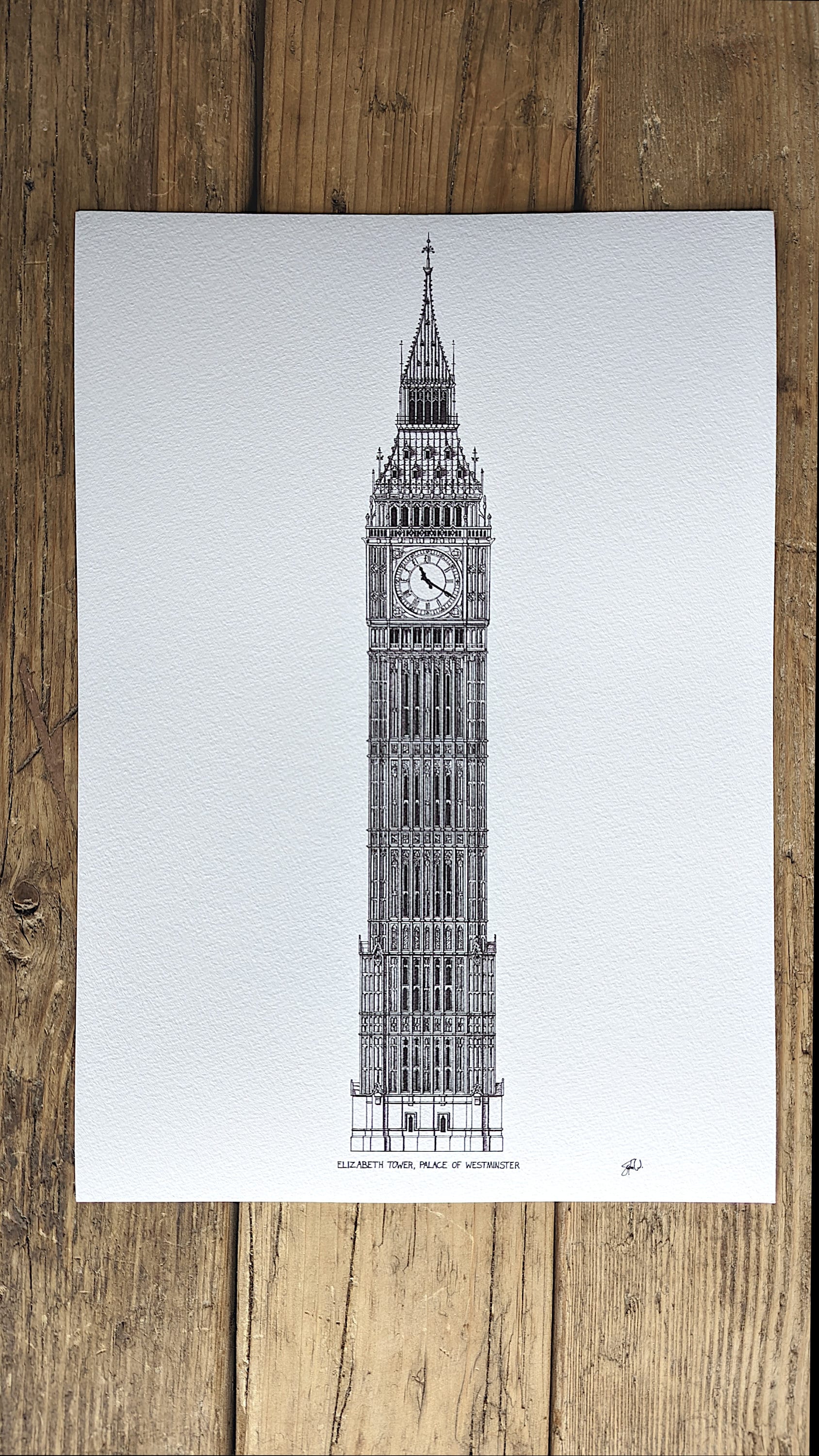 Big Ben - Architecture Drawing - High Quality Print - Etsy