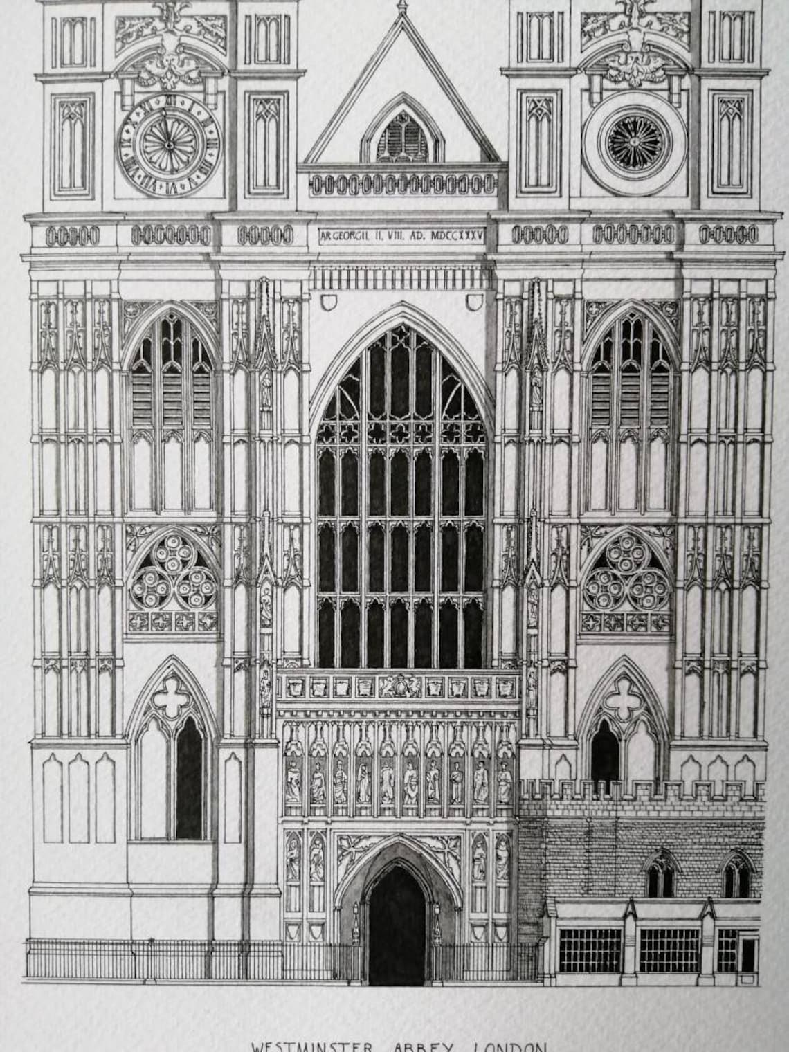 Westminster Abbey, London Architecture Drawing High Quality Print - Etsy