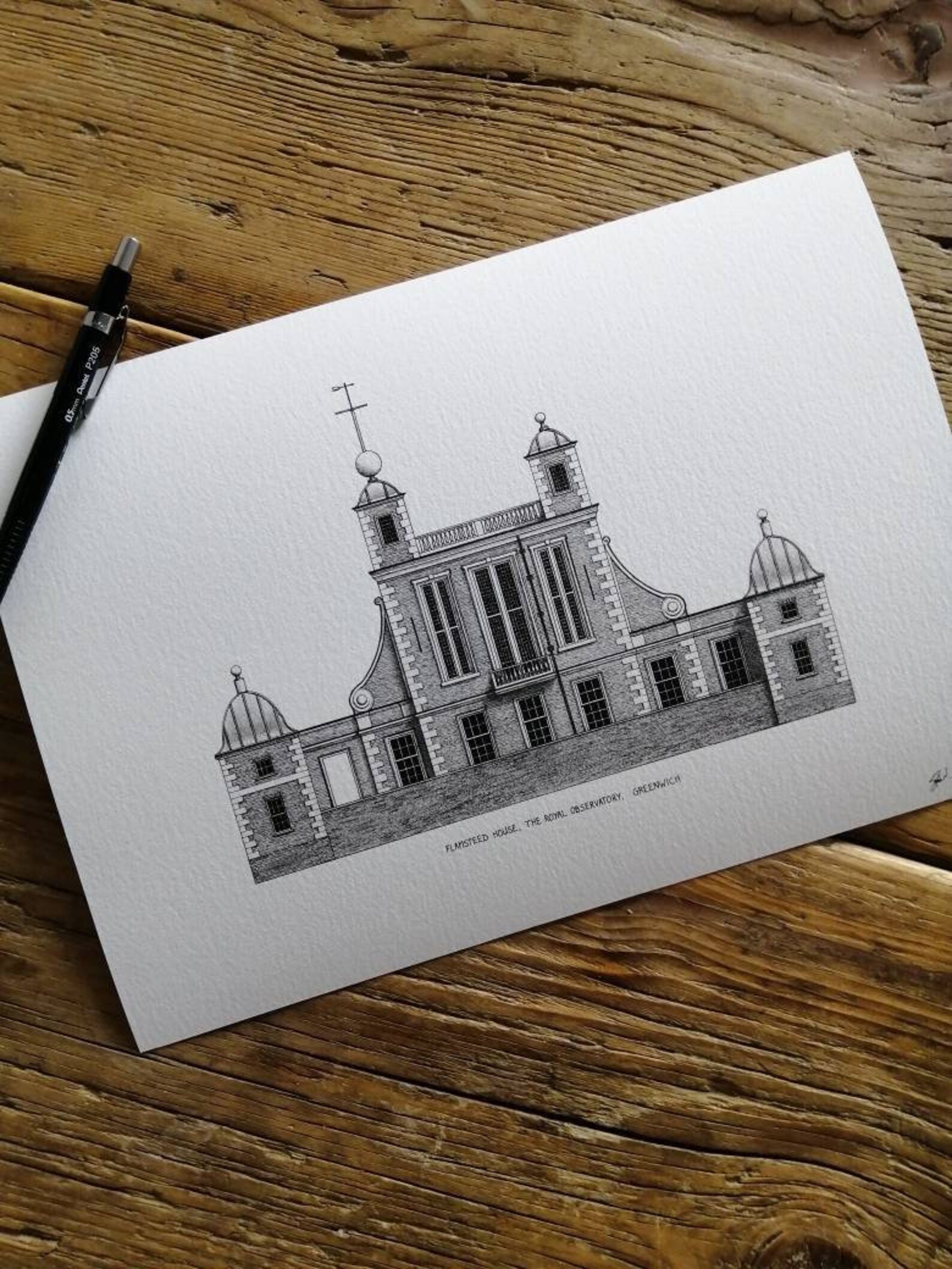 Greenwich Royal Observatory Art Print - Architectural Drawing on Giclée ...