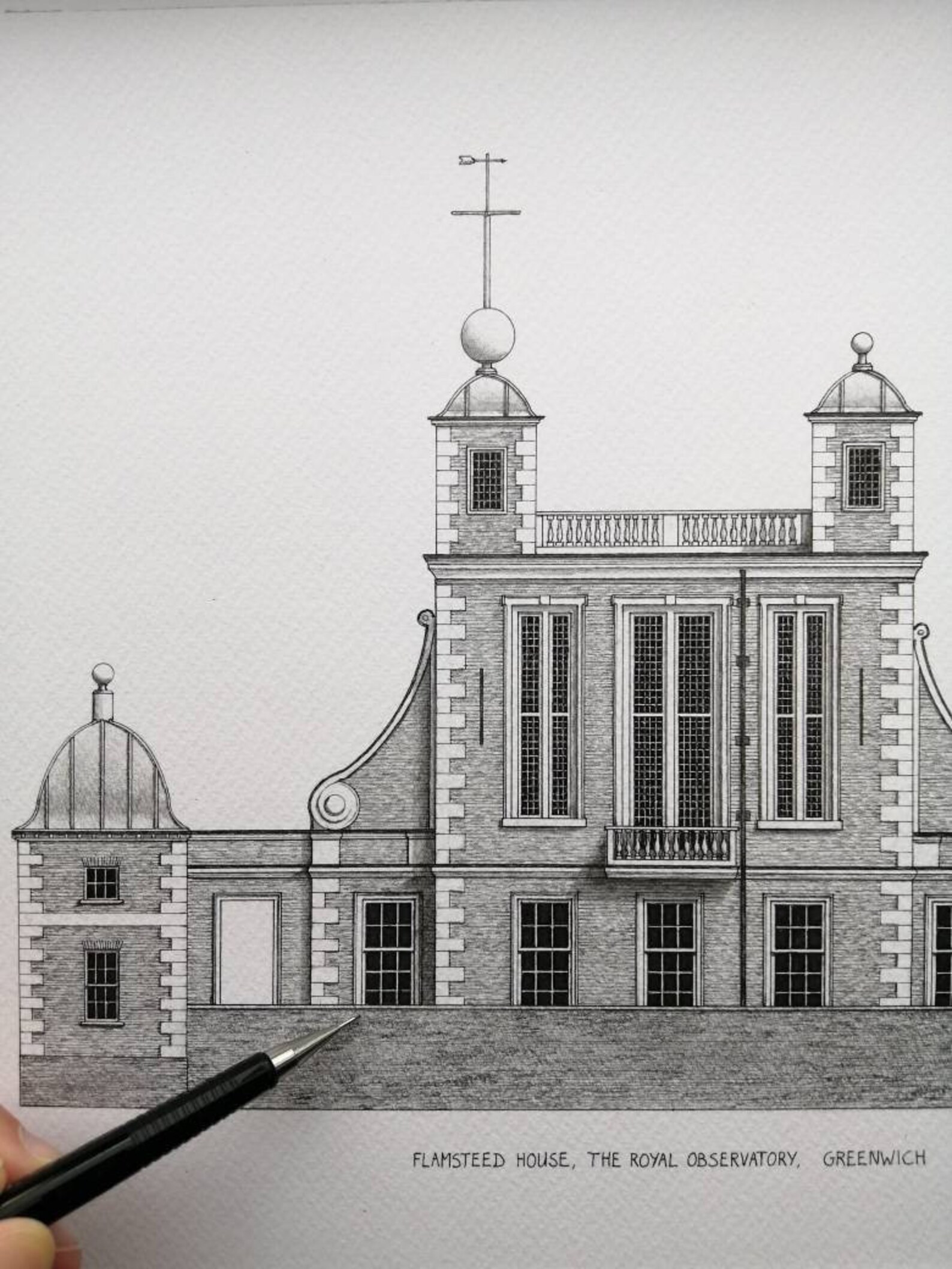 Greenwich Royal Observatory Art Print - Architectural Drawing on Giclée ...