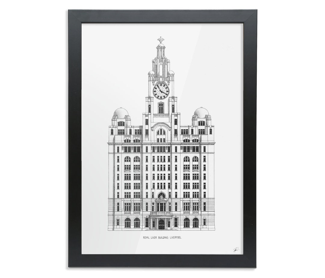 Liver Building, Liverpool - Architecture Drawing - High Quality Print ...
