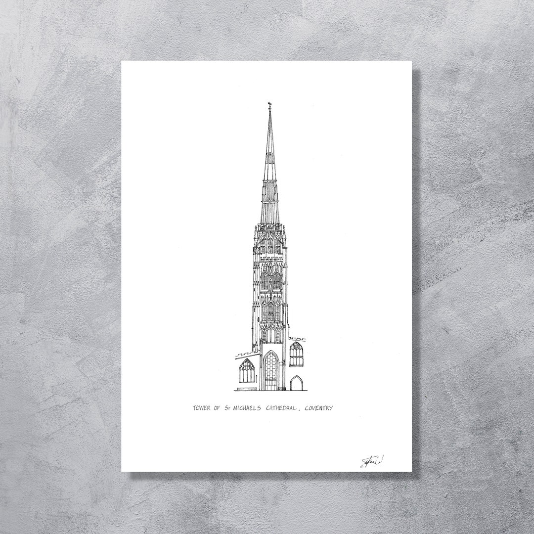 Coventry Cathedral Architectural Drawing High Quality - Etsy