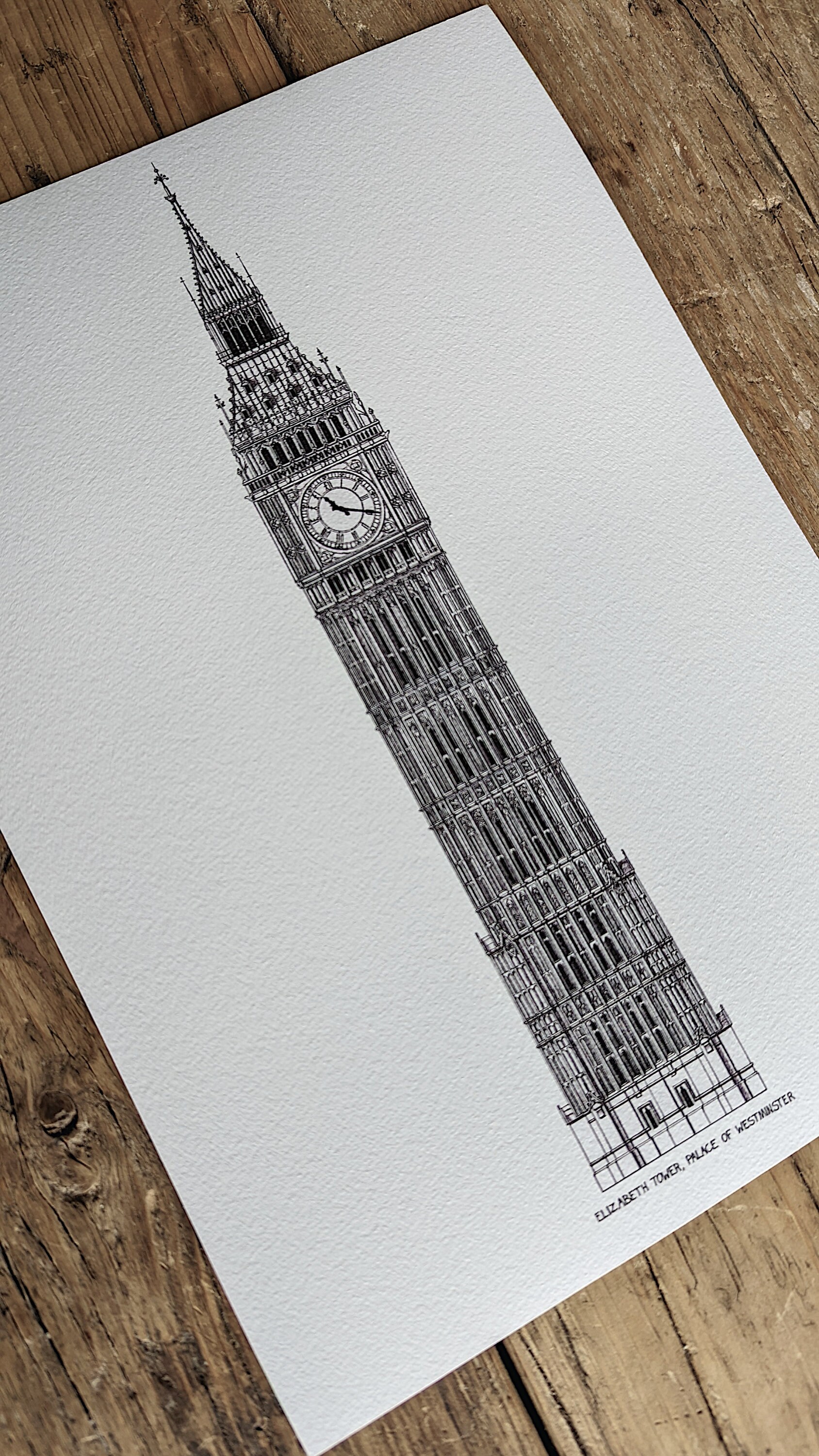 Big Ben Art Print – Architectural Drawing on Giclée Paper - Etsy