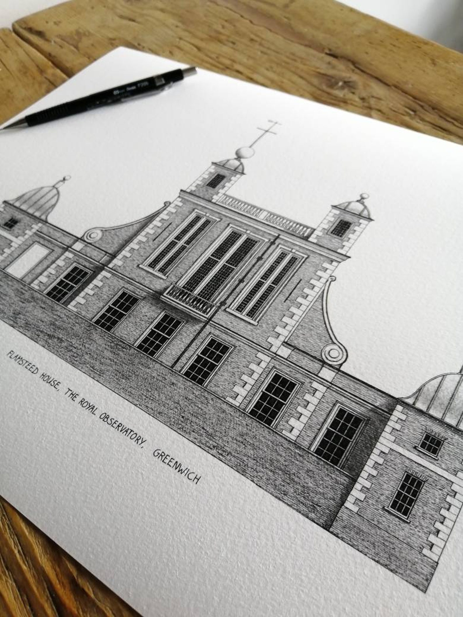 Greenwich Royal Observatory Art Print - Architectural Drawing on Giclée ...