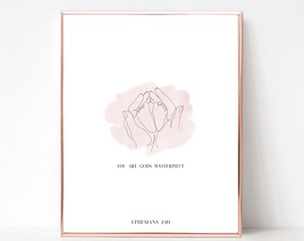 Bible Verse Prints, Nursery Wall Art, Ephesians 2:10, You Are God's ...