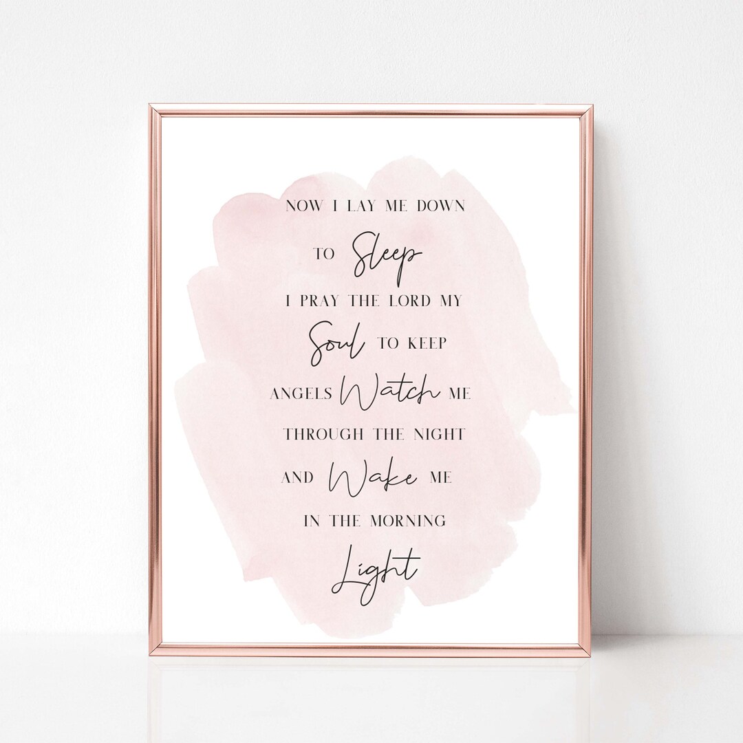 Now I Lay Me Down to Sleep, Bedtime Prayer Wall Art, Baby Girl Nursery ...