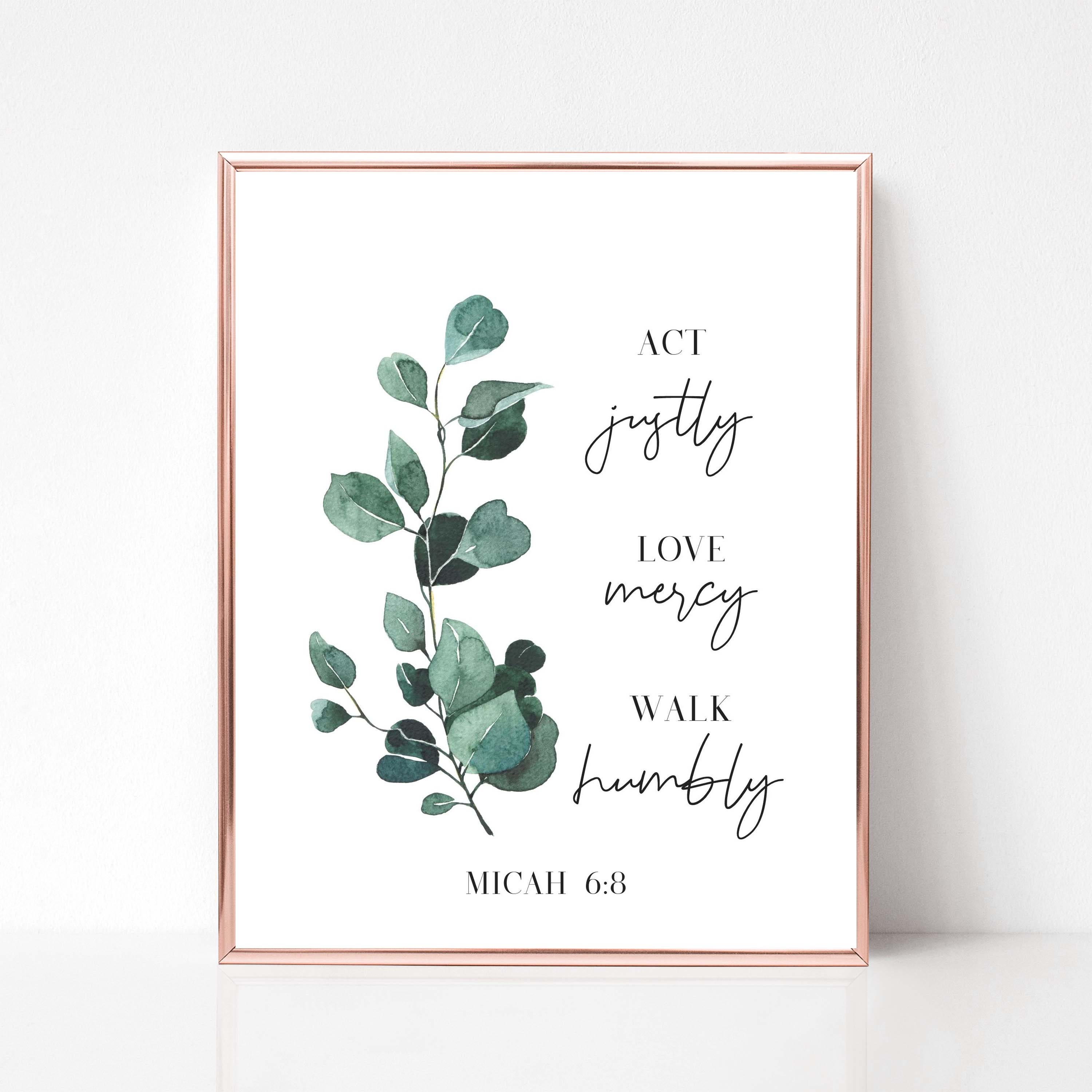 Christian Wall Art Printable Micah 6:8 Bible Verse Scripture Wall Art ...