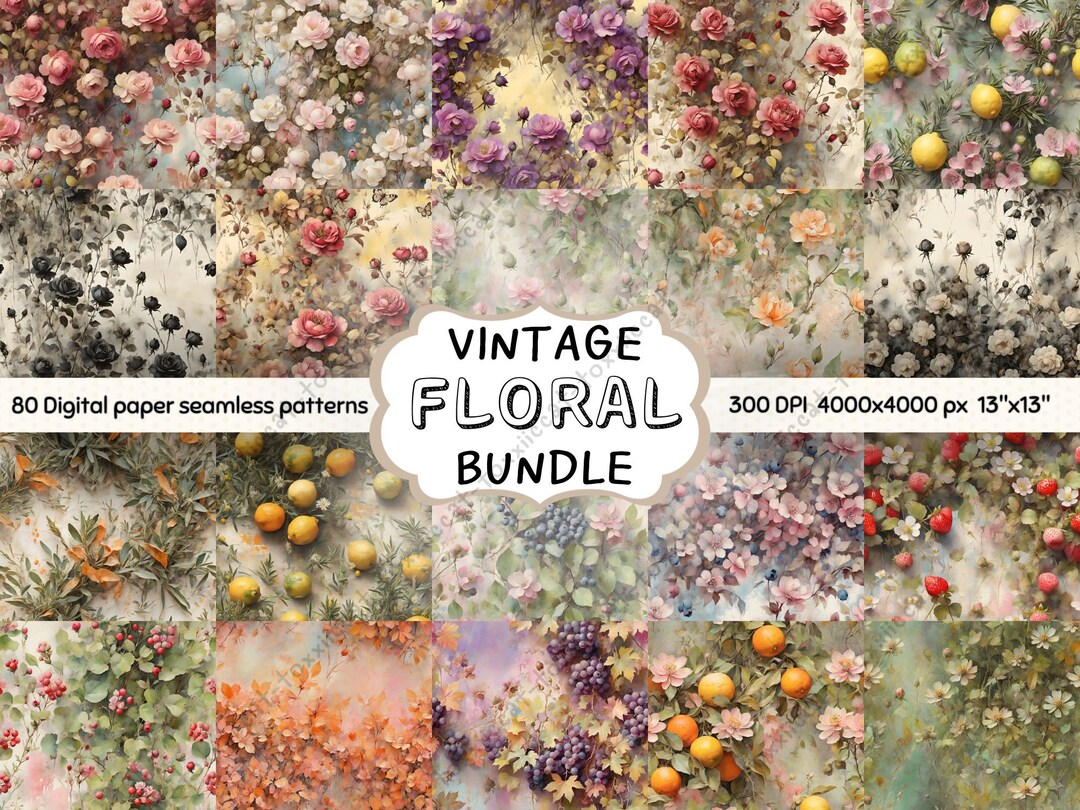 Vintage Digital Paper, Big Bundle Shabby Journal, Digital Paper ...