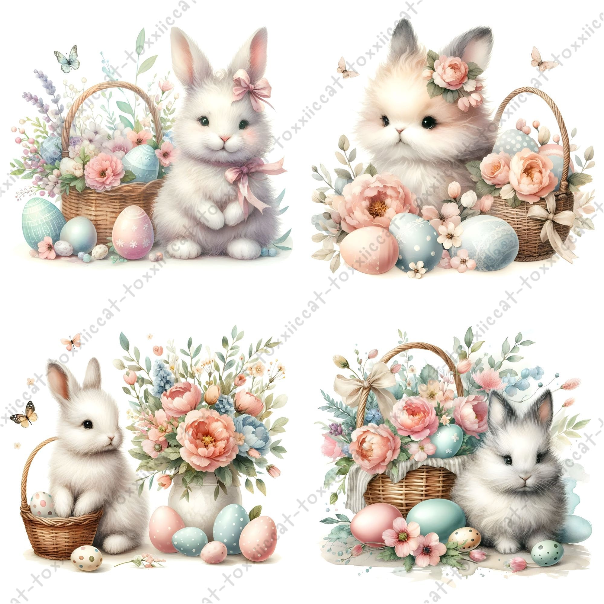 Easter Rabbit Clipart, Easter Bunny Clipart, JPG Spring Clipart ...