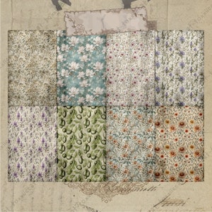 Vintage Floral Paper Bundle, Wild Flower Watercolor Seamless Pattern ...