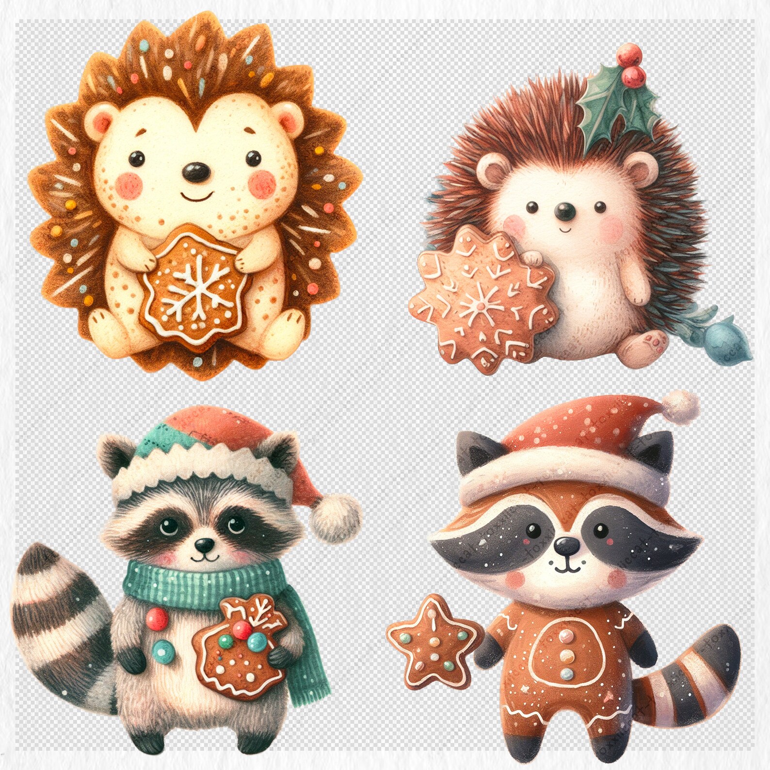 Woodland Animals Clipart, Christmas Watercolor Animals, Watercolor PNG ...