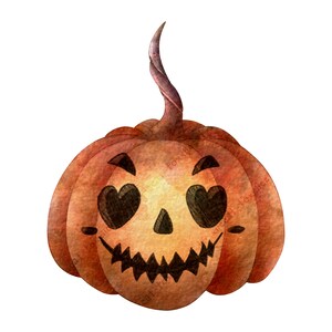Jack O Lantern Watercolor Clipart - Halloween Pumpkin Faces - Instant ...