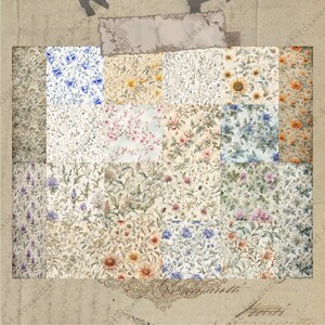 Vintage Floral Paper Bundle, Wild Flower Watercolor Seamless Pattern ...