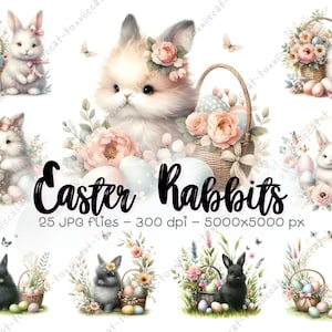 Easter Rabbit Clipart, Easter Bunny Clipart, JPG Spring Clipart ...