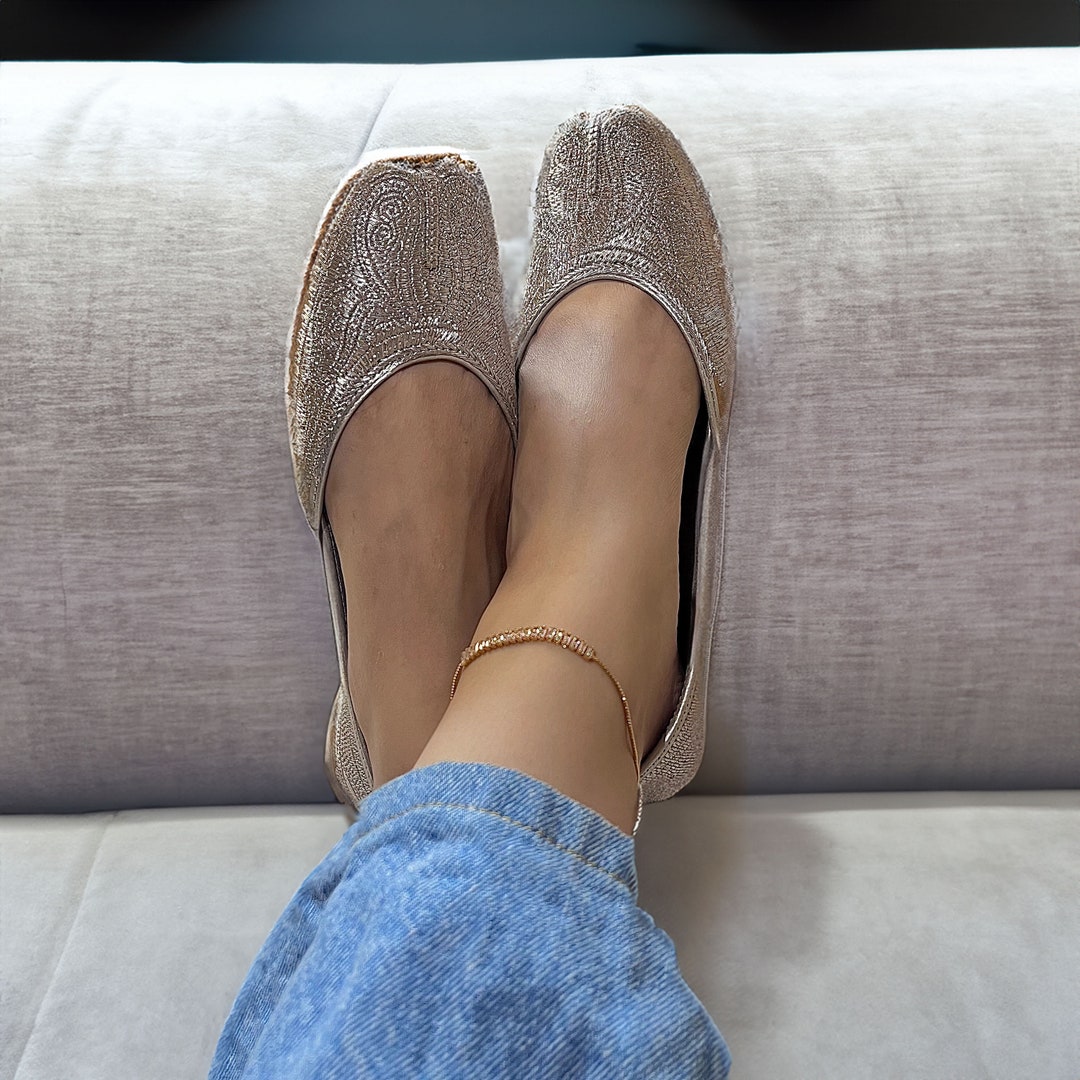 Tilla Trance - Stunning Intricate Tilla Work Womens Khussa Juti Shoes Mojari for Women Silver ...