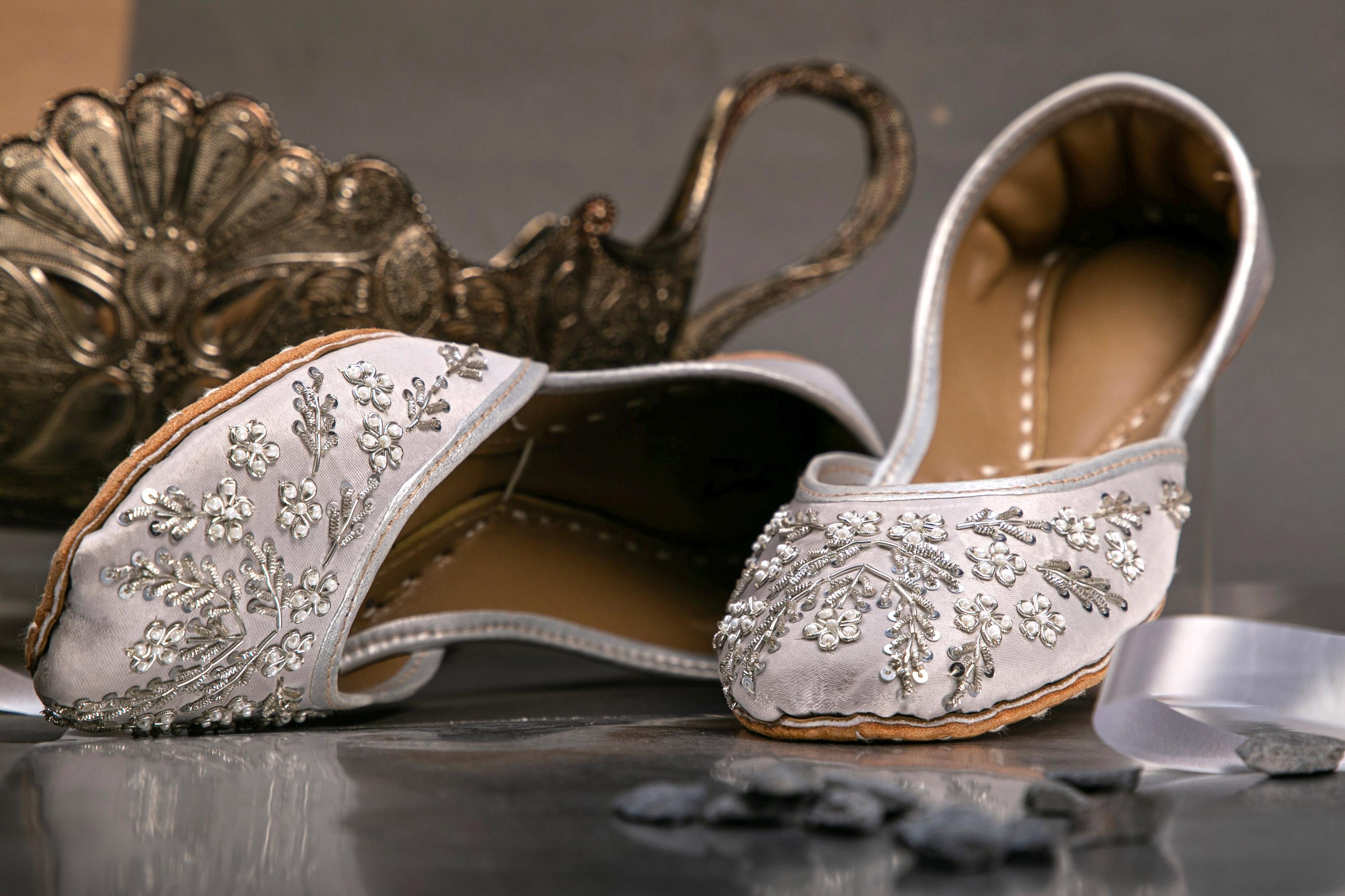 Pearl & Silver Wedding Flats: Bedazzled Bridal Jutti Mojari - Etsy
