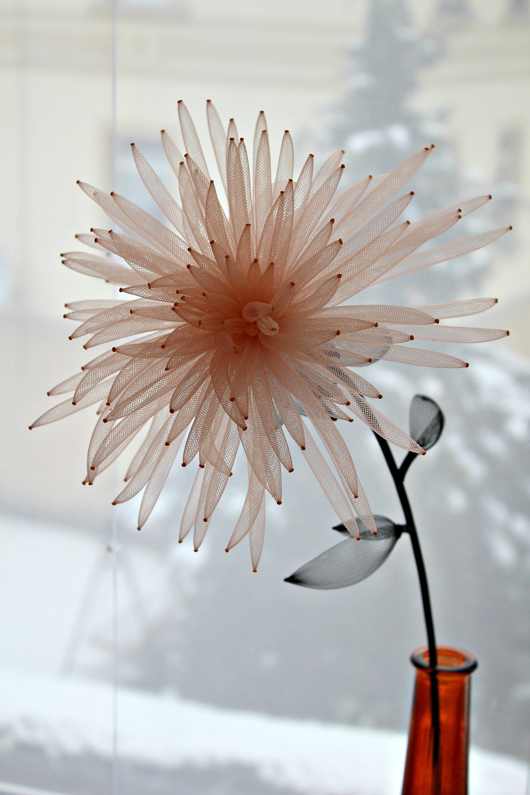 Delicate Translucent Flower Made of Nylon Mesh and Rubber, - Etsy